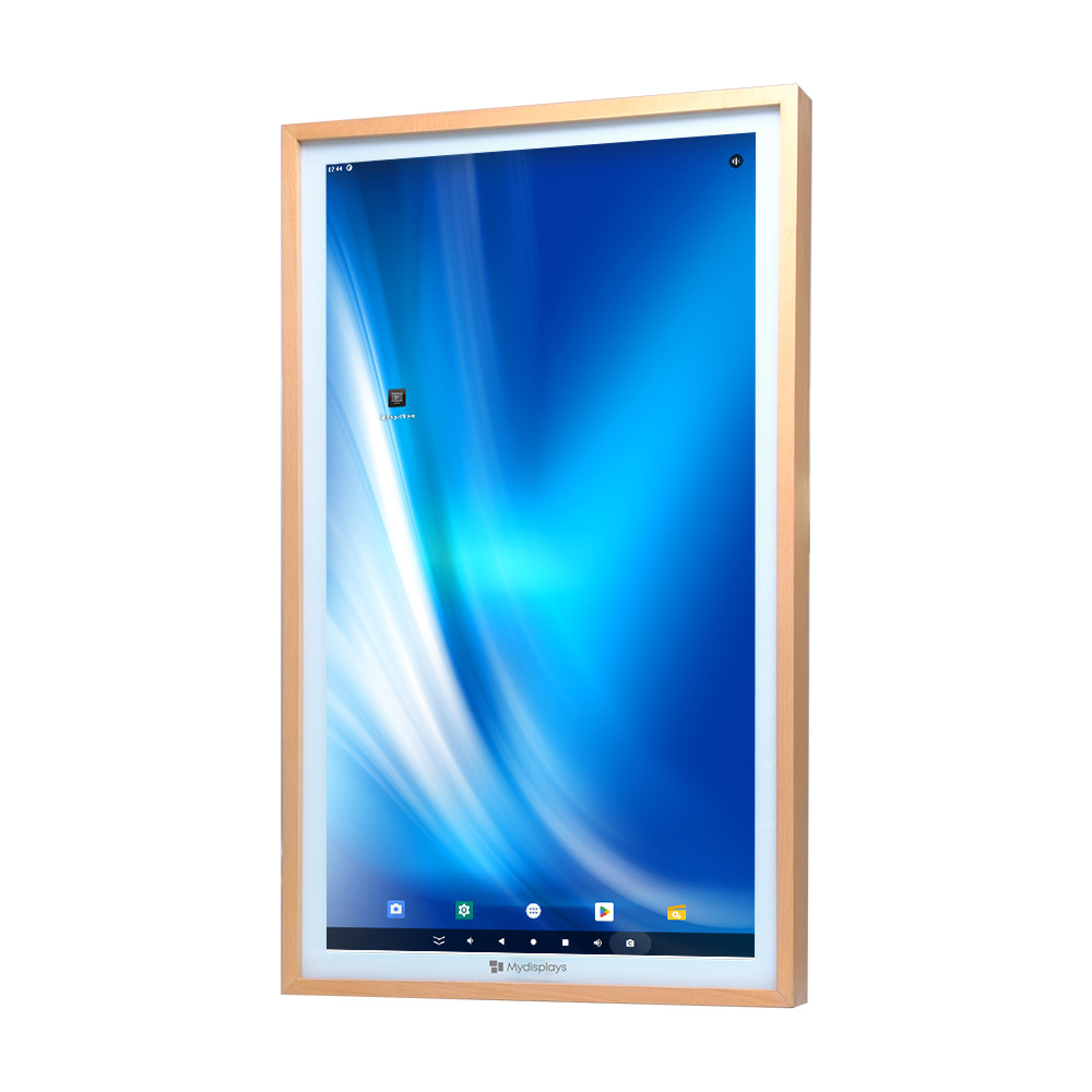 Digitales Wand-Display mit Holzrahmen bestellen