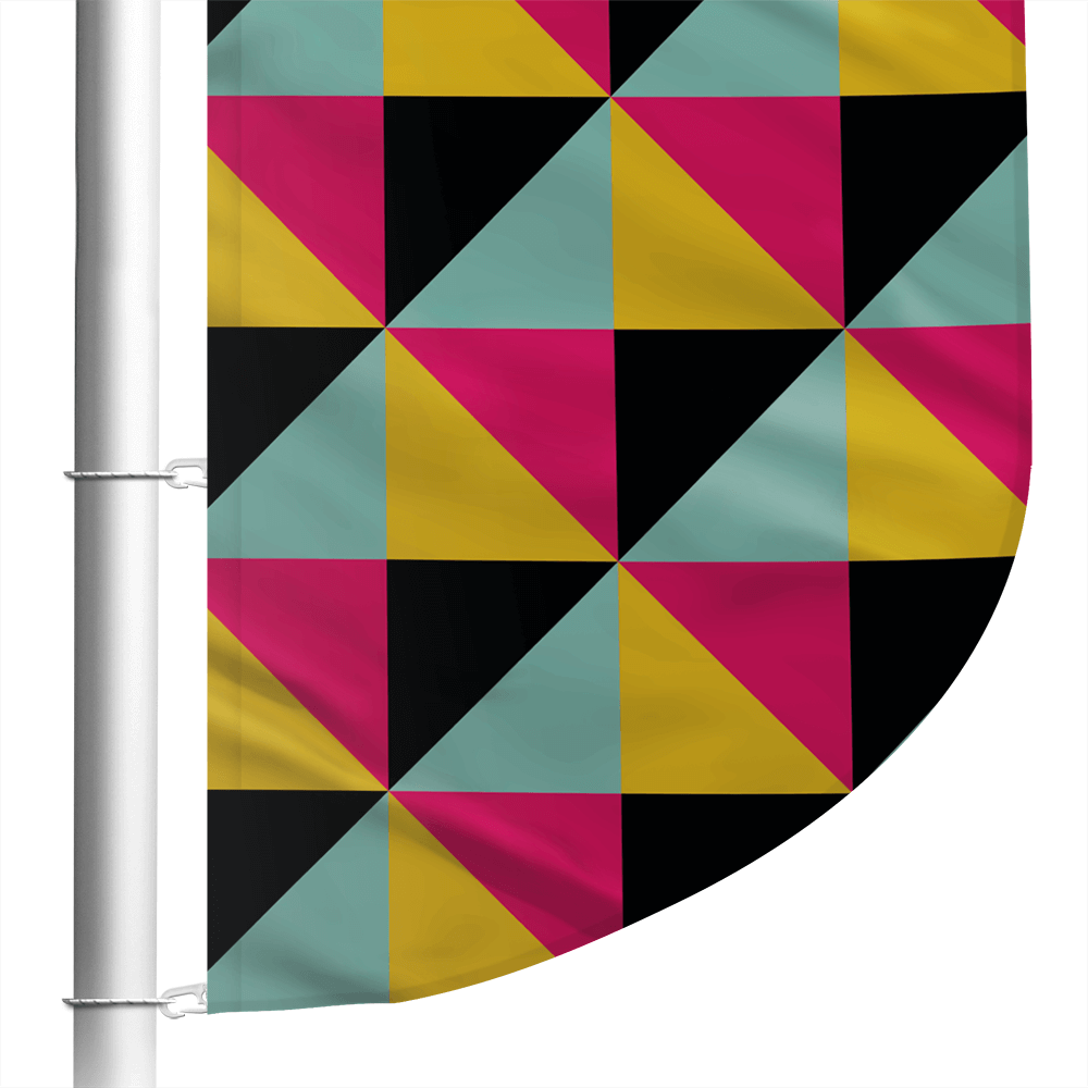 Hiss- und Auslegerfahne mit runder Ecke | Für Fahnenmast geeignet